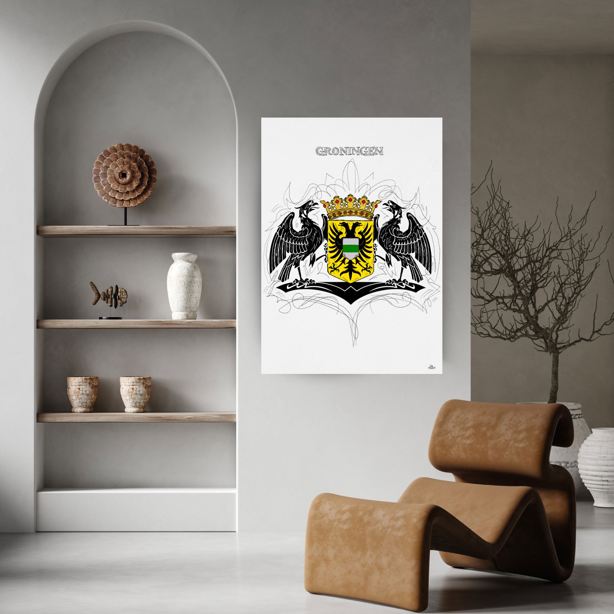 Het Stadswapen van Groningen, in poster, op canvas en plexiglas te koo ...